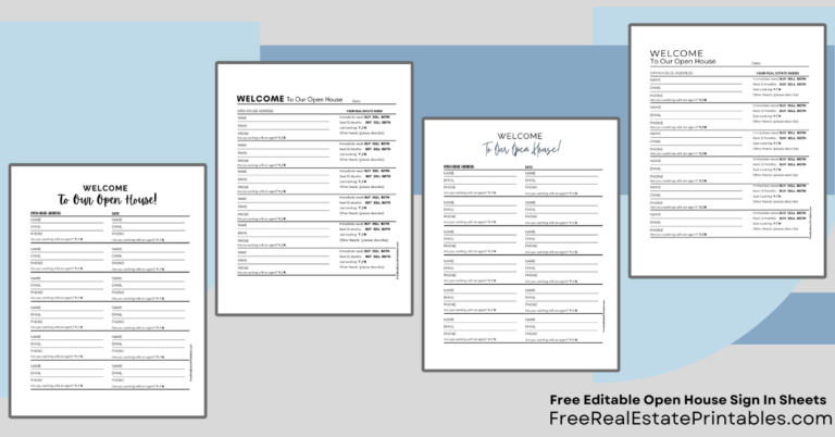 4 Free Editable Open House Sign In Sheet Printables - Free Real Estate ...